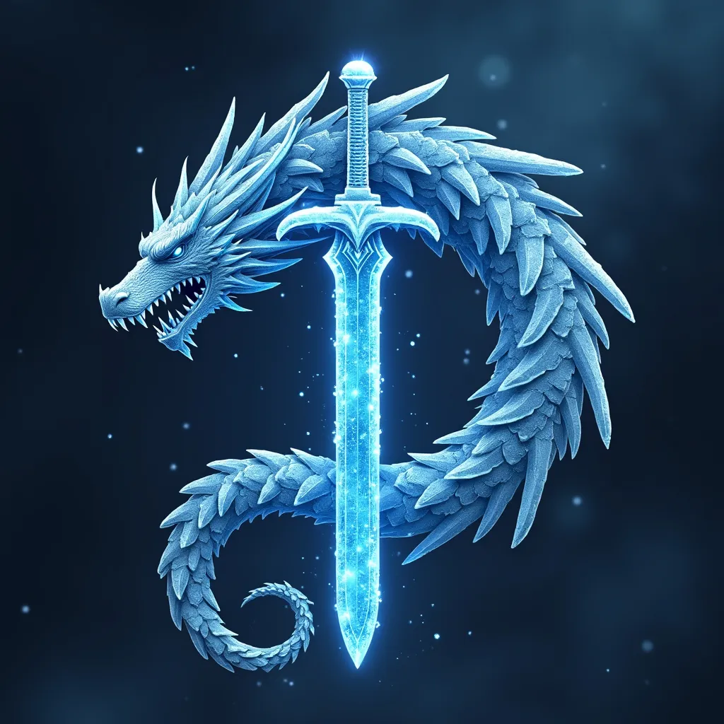 ice dragon sword logo design