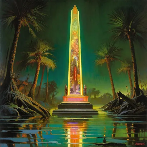 An ominous and gloomy obelisk full of multicolor... | OpenArt