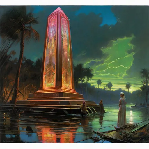 An ominous and gloomy obelisk full of multicolor... | OpenArt