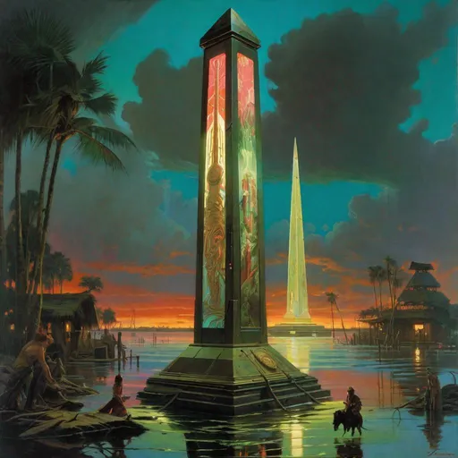 An ominous and gloomy obelisk full of multicolor... | OpenArt