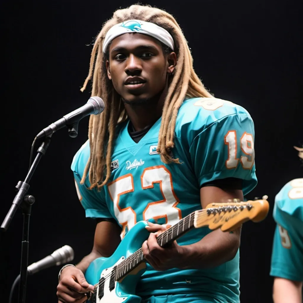 Dolphin's football player Devon Achane as a grunge s...