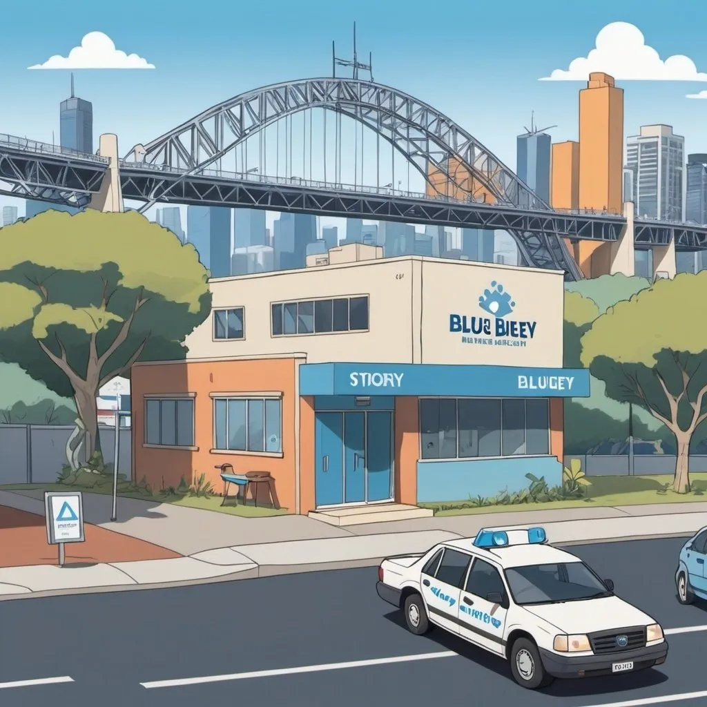 Image in the style of the TV show Bluey depicting a...