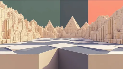 A striking landscape unfolds with jagged, geometric...