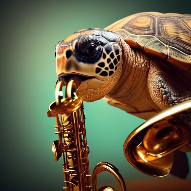 turtle playing saxophone