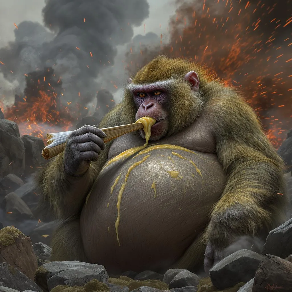 big fat monkey eating caseoh epic battle