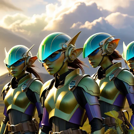 double-exposure, low-angle panorama, glossy army of... | OpenArt