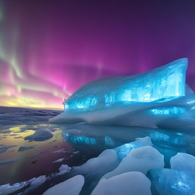 ice, Building with wave concept architecture , night...