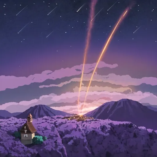 purple meteor shower anime background