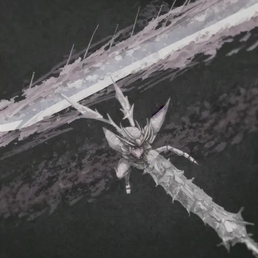 small, demonic sword-wielding, bugs, infested, white...