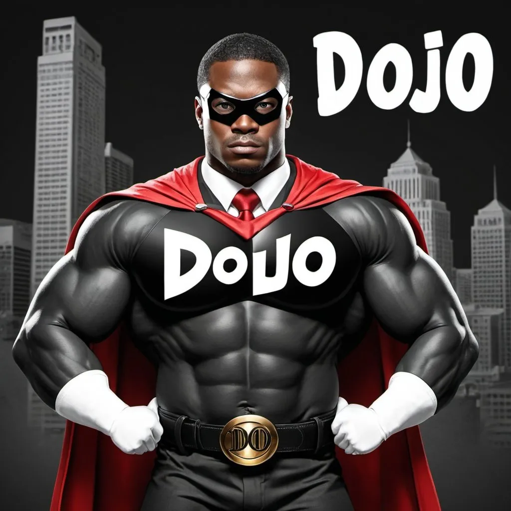 black wall street superhero with THE WORD DOJO ON H...