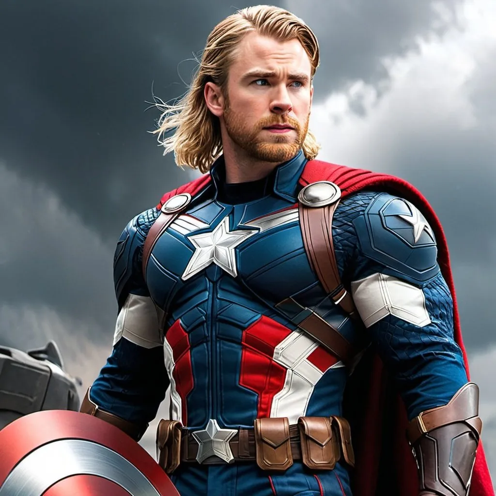 A mix between Captain America and Thor