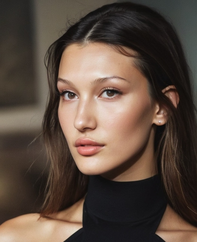 Realistic Bella Hadid Profile Picture, Dark Hair, No...