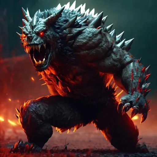 Employee beating up an echidna, realistic 3D renderi... | OpenArt