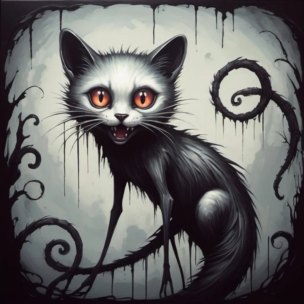 incipient Long Tail in creepy pasta canvas painting... | OpenArt