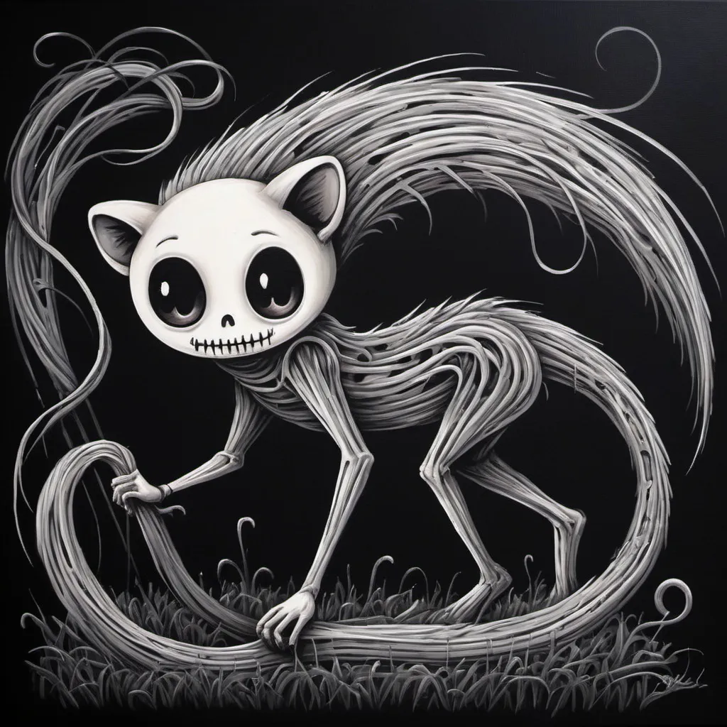 incipient Long Tail in creepy pasta canvas painting... | OpenArt