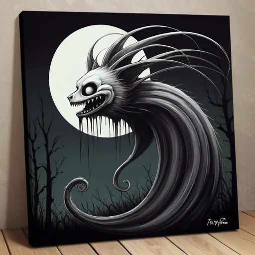 incipient Long Tail in creepy pasta canvas painting... | OpenArt