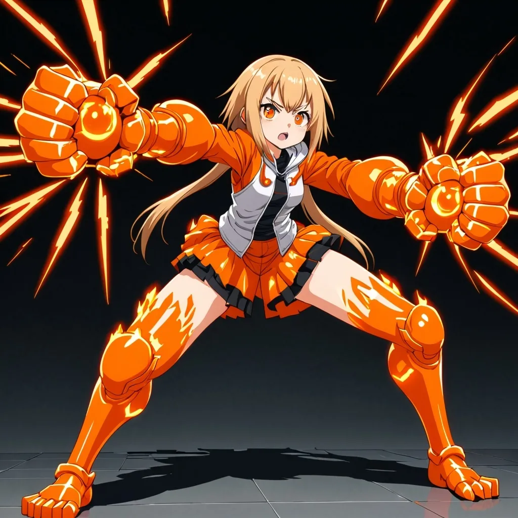 anime, detailed, Action stance pose of a young girl...