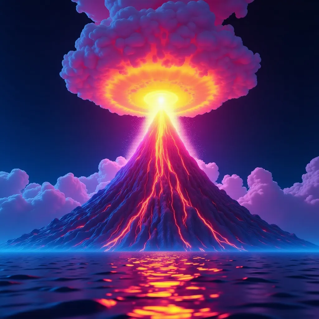 Erupting volcano with the cosmos envisioned by spect...