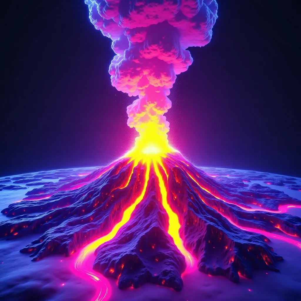 Erupting volcano with the cosmos envisioned by spect...