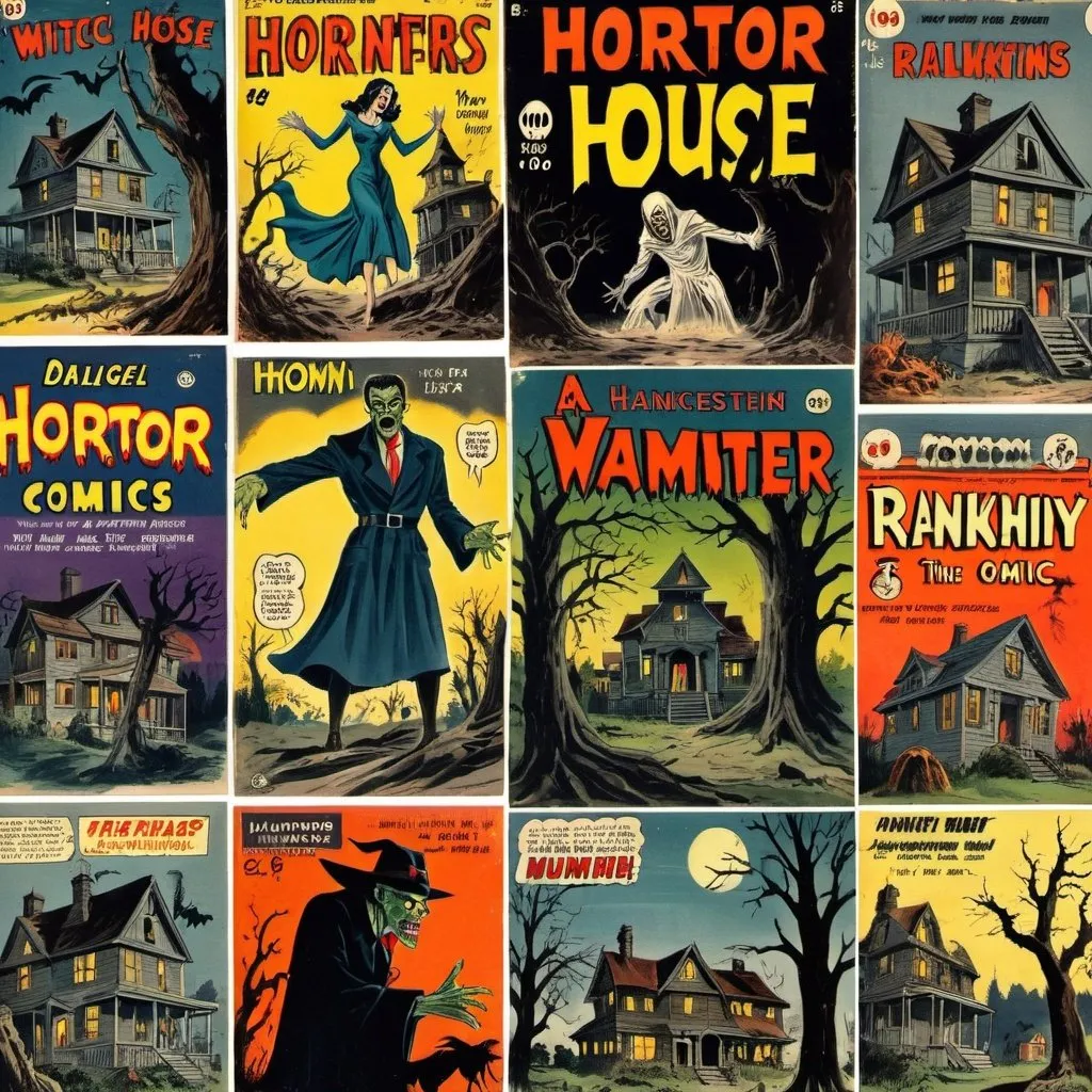 vintage 1940's and 1950's horror comics with a haunt...