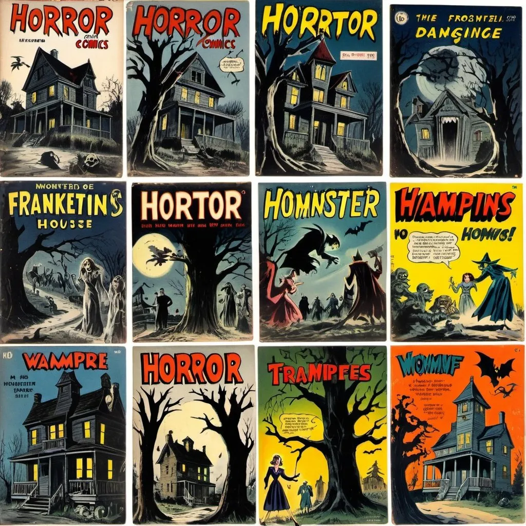 vintage 1940's and 1950's horror comics with a haunt...