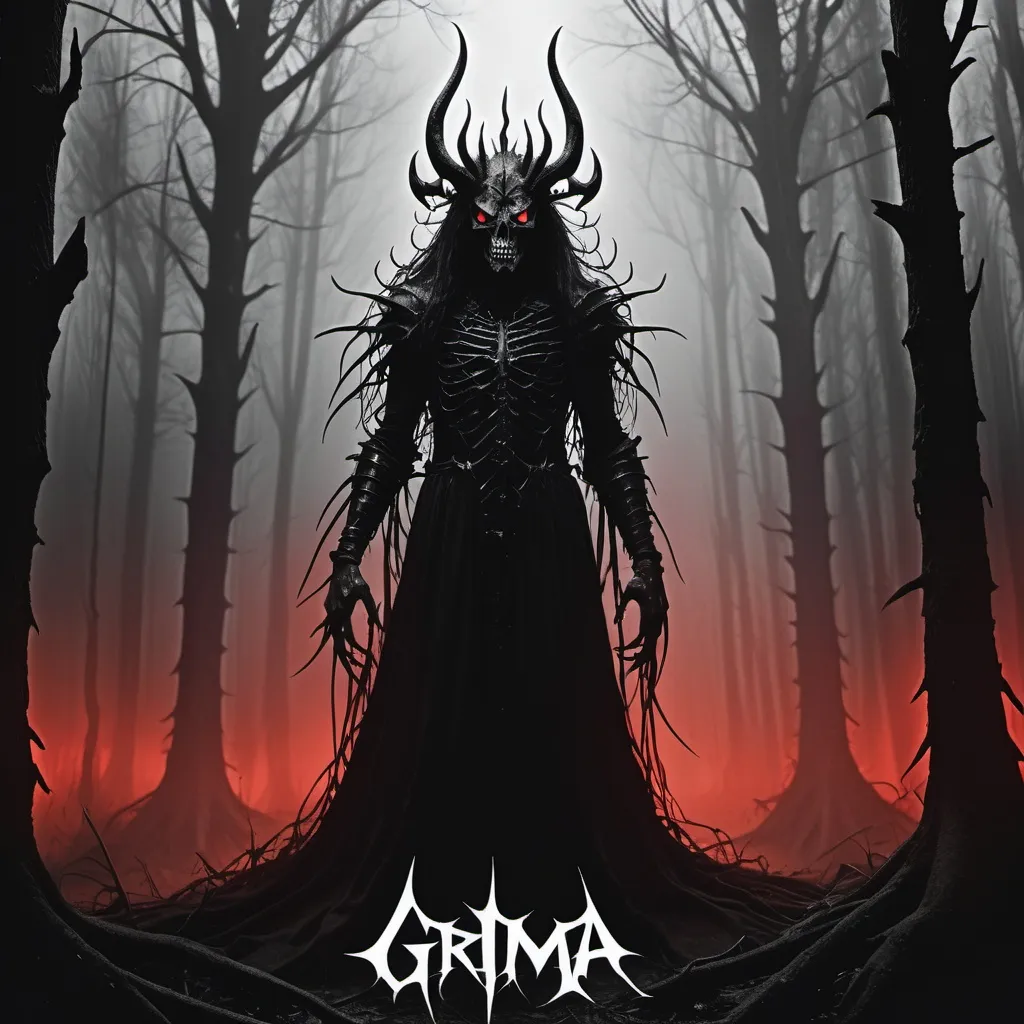 black metal band logo: GRIMA black and white theme s...