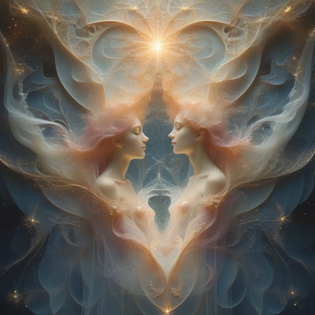 Create an artwork that evokes both intimacy and othe...