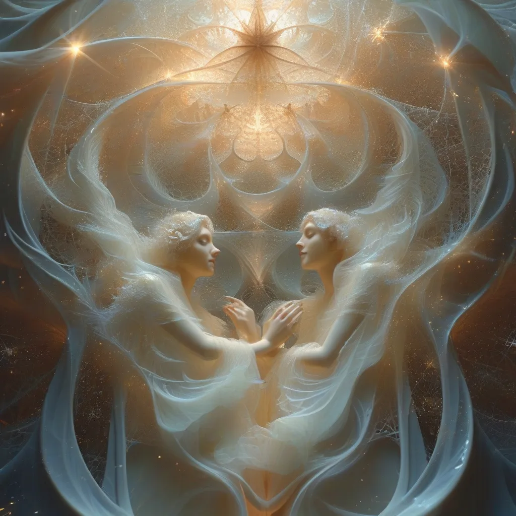 Create an artwork that evokes both intimacy and othe...