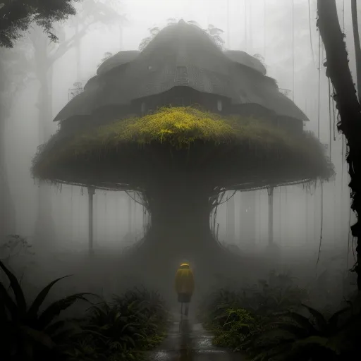 Man turning into a tree with plants reaching to him,...