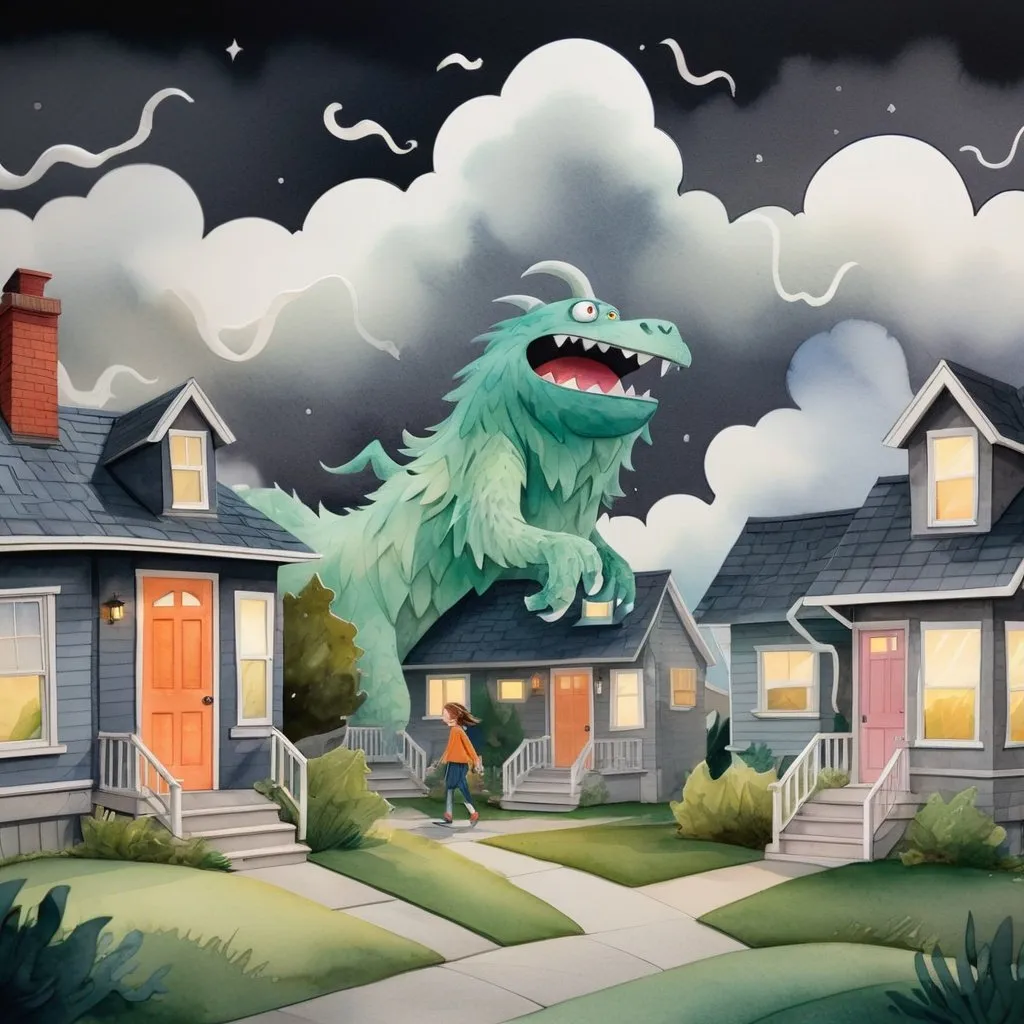 LAUREN & The Wind Monsters watercolor and papercraft...