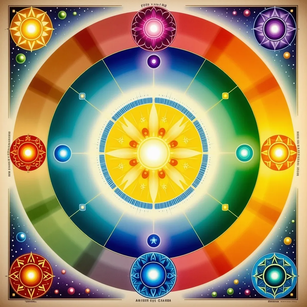create a chakra chart diagram of the 9 chakras, eart...