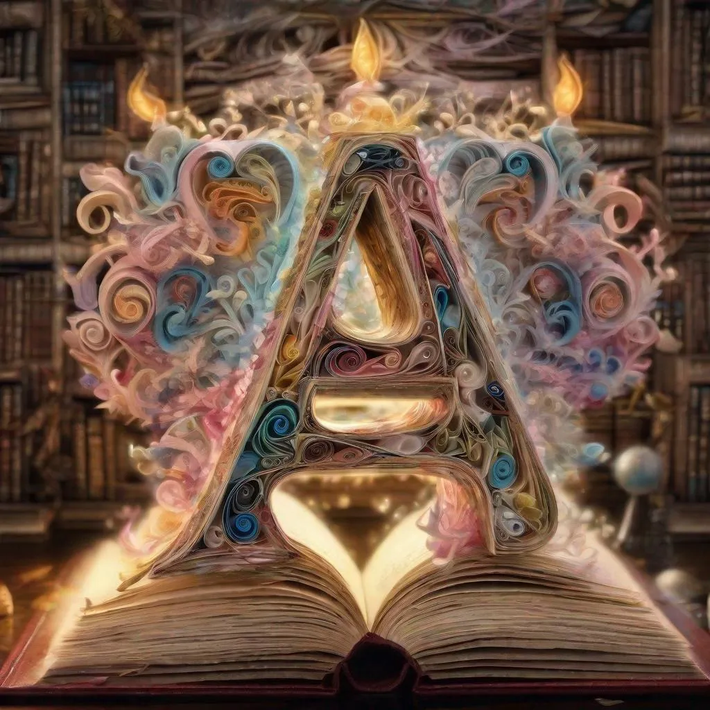 letter "A" book open book, book with text motion blu...