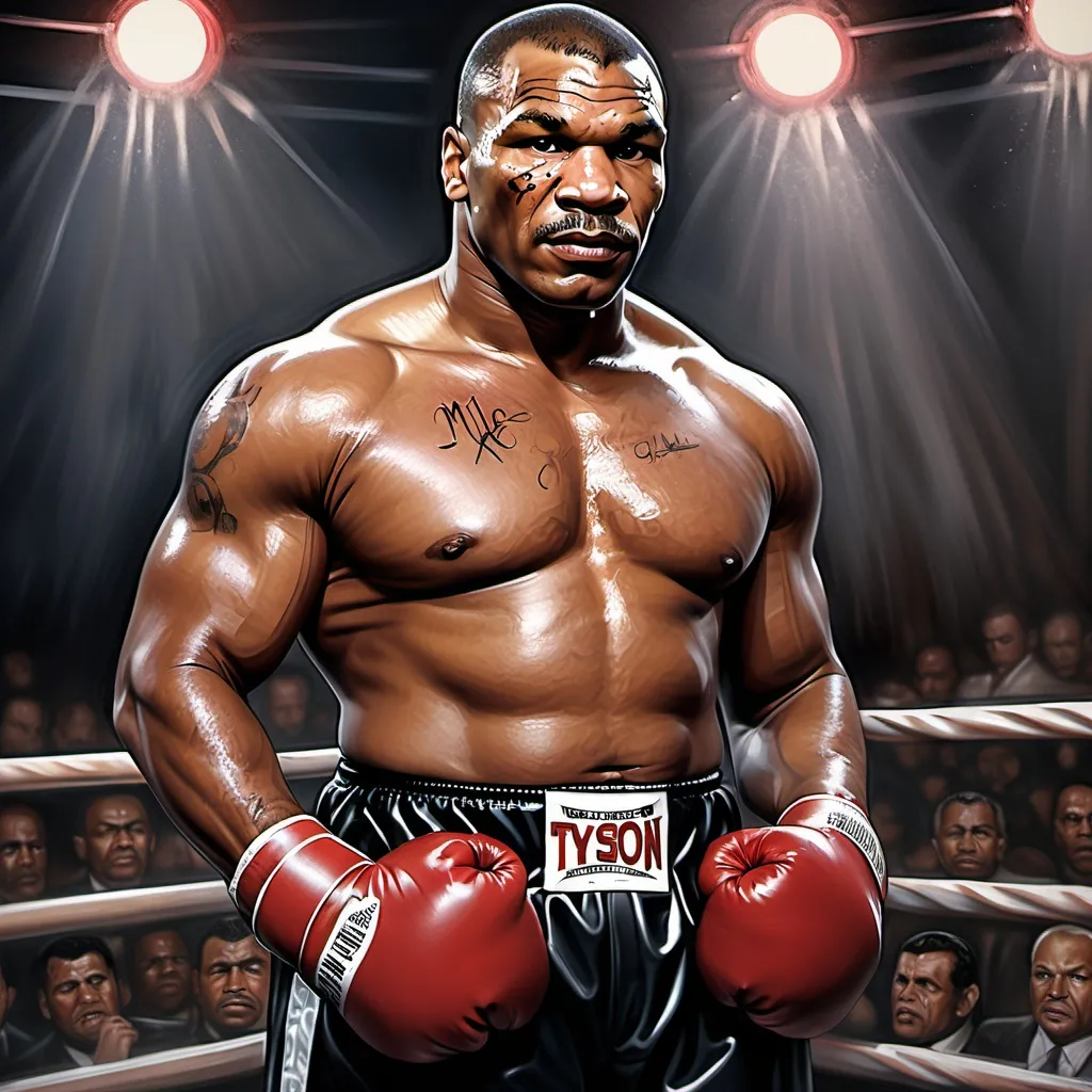 Hyper-realistic digital painting of Mike Tyson in hi...
