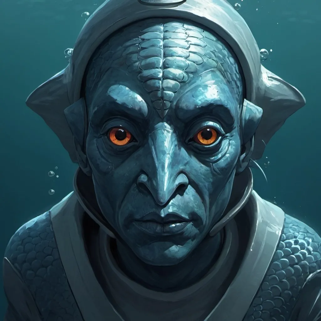 Fish person, digital concept art, fish person,