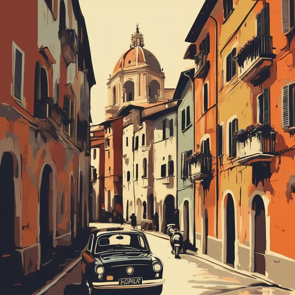 A retro paint of a retro italian city