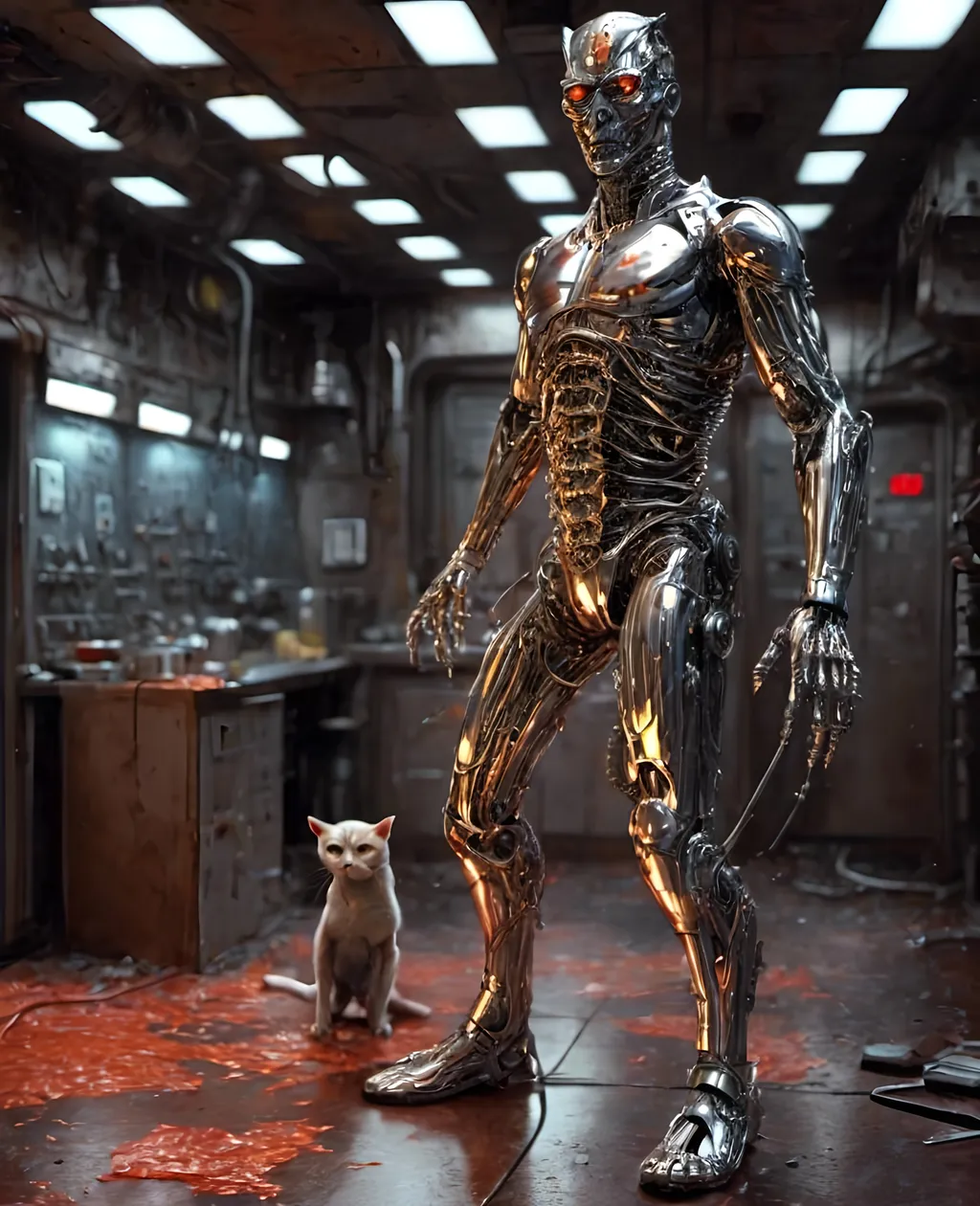 A cyborg T1000 liquid metal cat terminator like the...