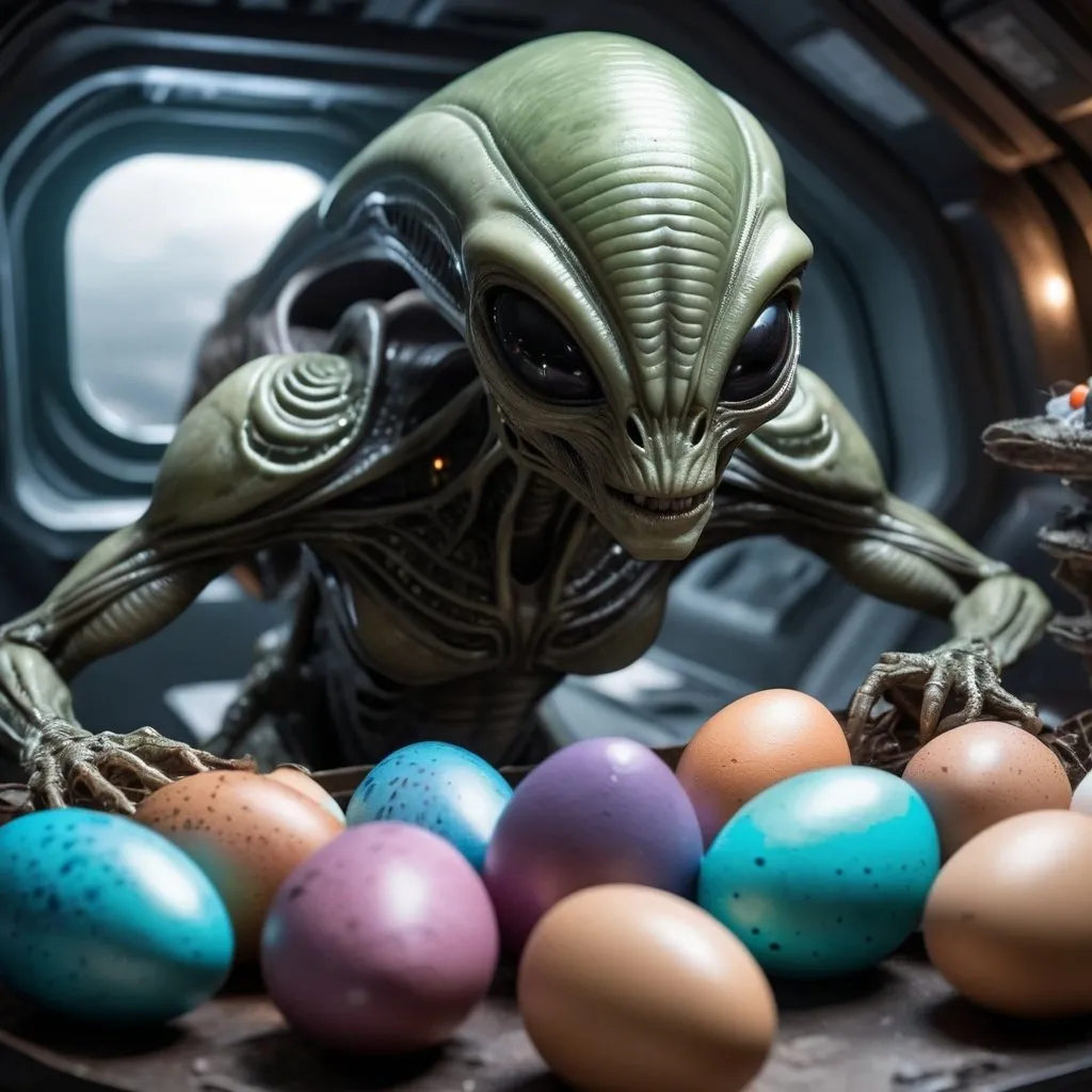 Photorealistic, Alien movie, Queen alien stands prot...