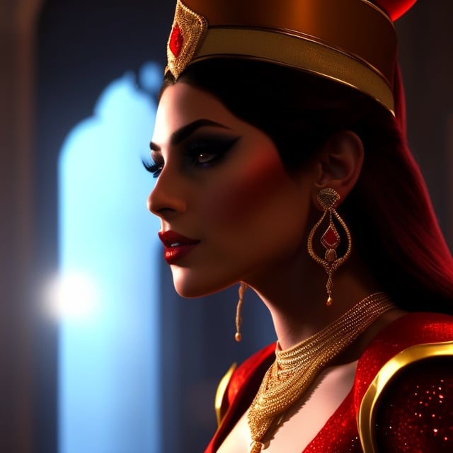 Jafar lustfully and kissing jasmine’s neck Realistic...