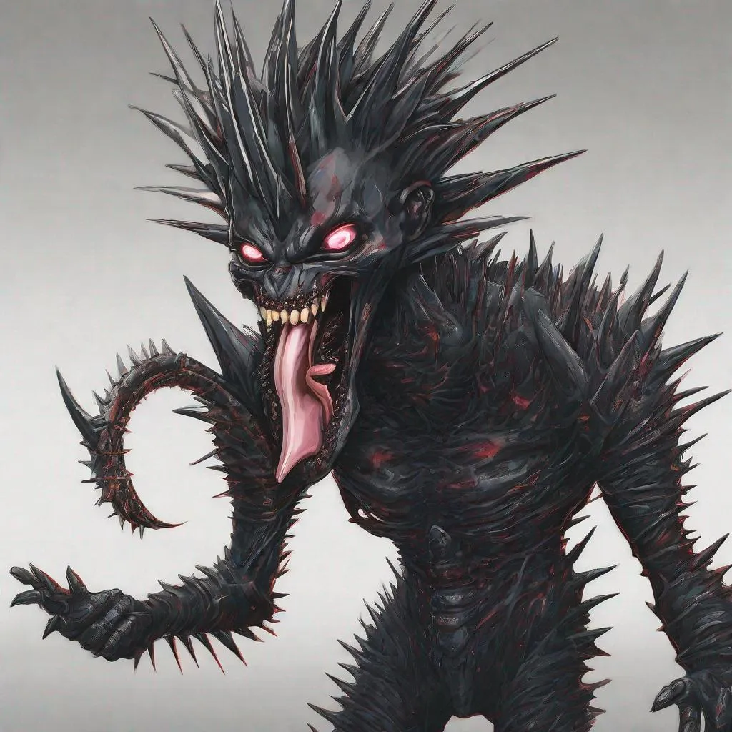 evil humanoid being with a long spiky tongue | OpenArt