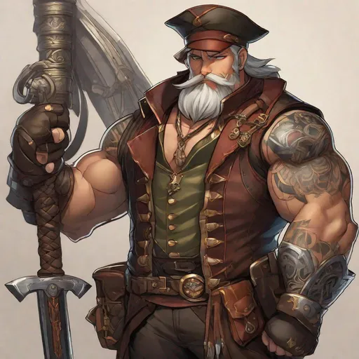 Dnd art male half elf pirate captain with lute on back | OpenArt