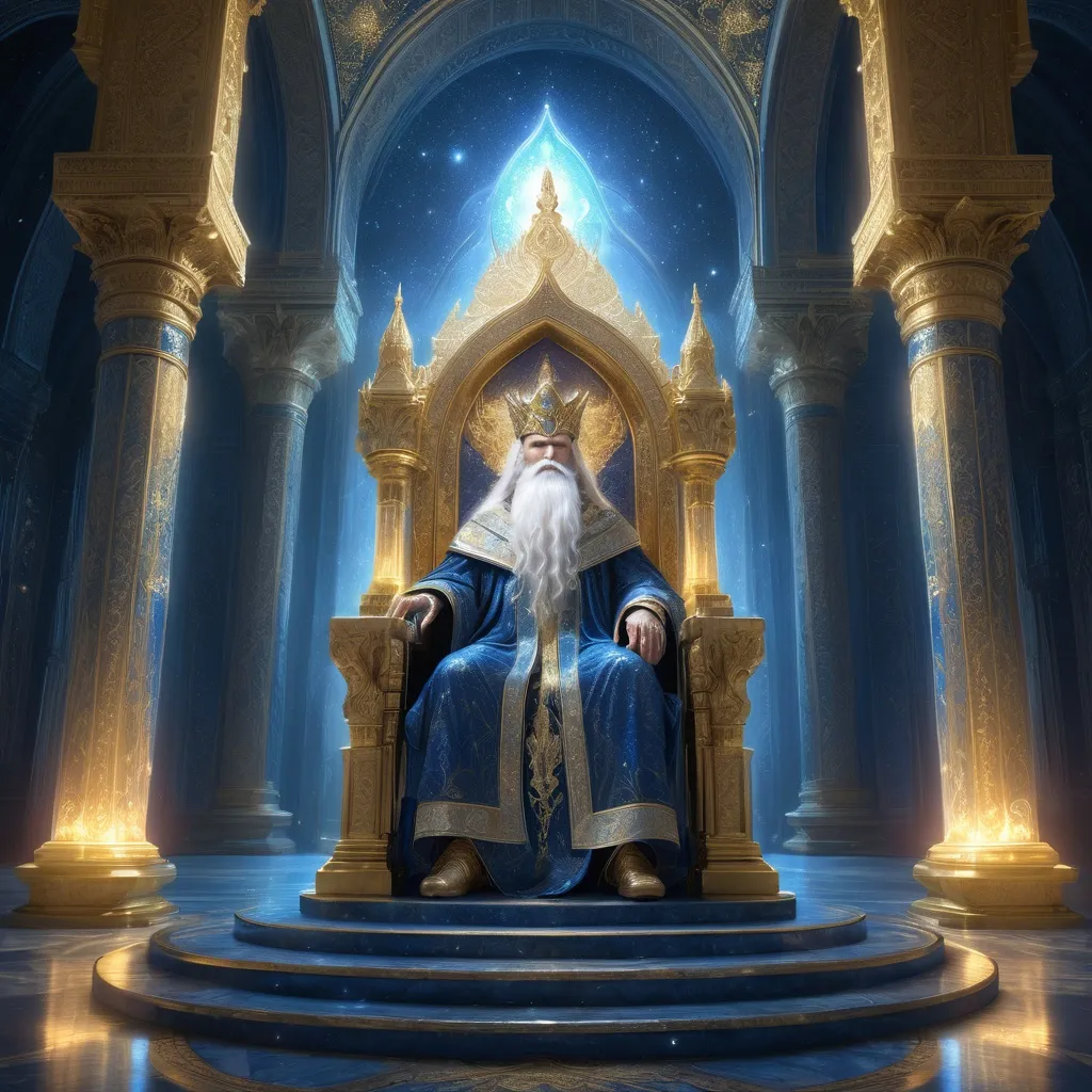 A grand, otherworldly throne room of towering gilded...