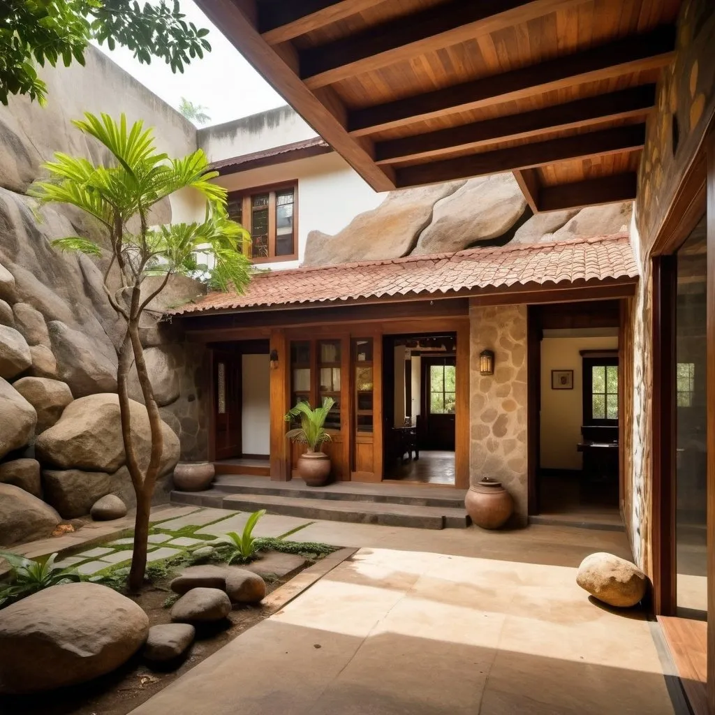 South Indian rustic style architecture house with a...