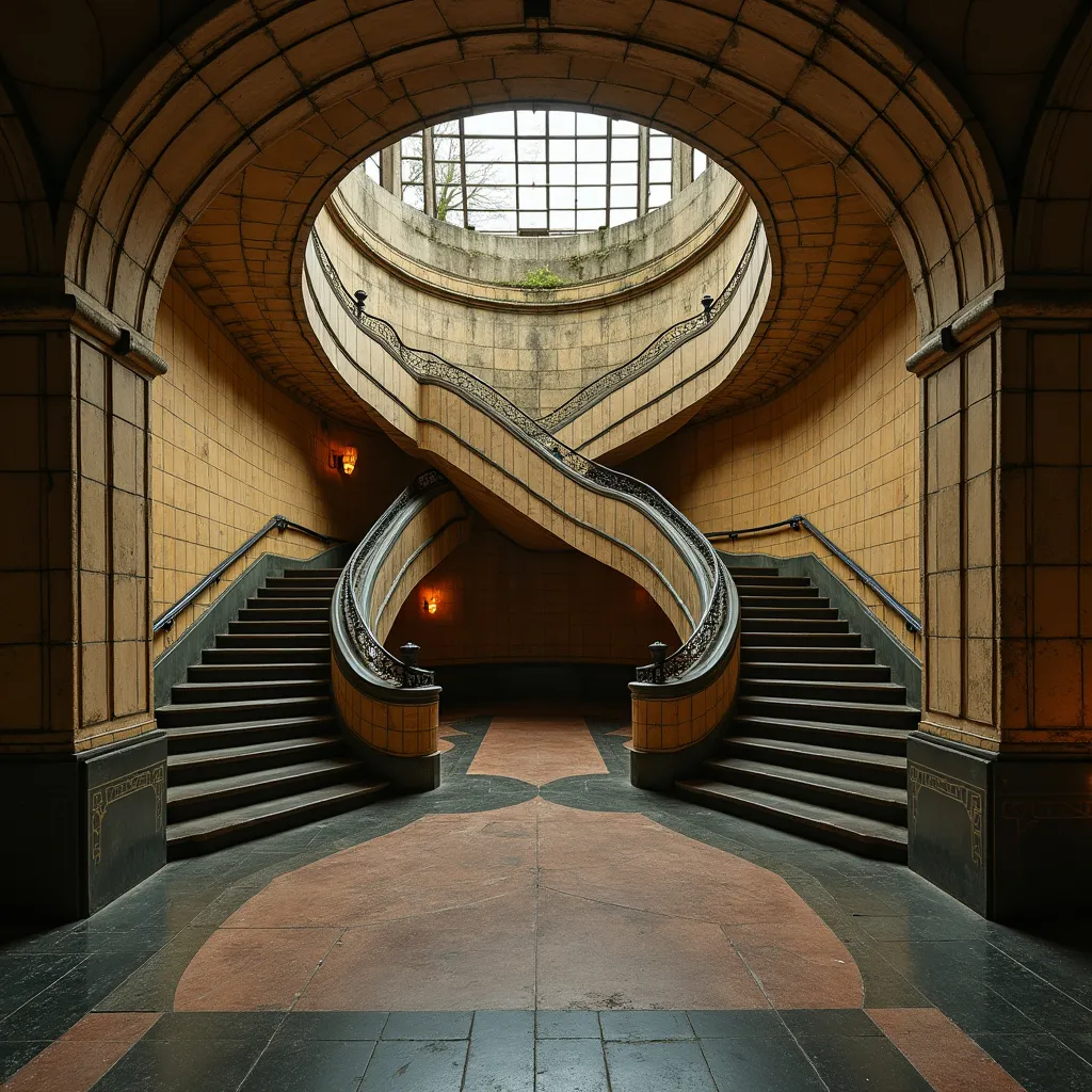 An abandoned underground subway lobby that was origi...