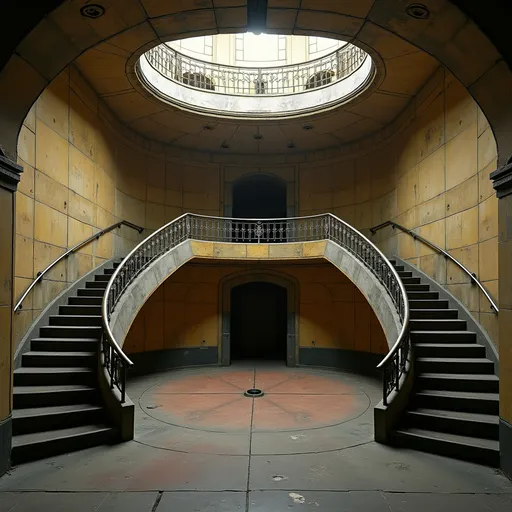 An abandoned underground subway lobby that was origi...