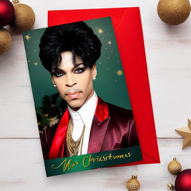christmas card with singer Prince for boss