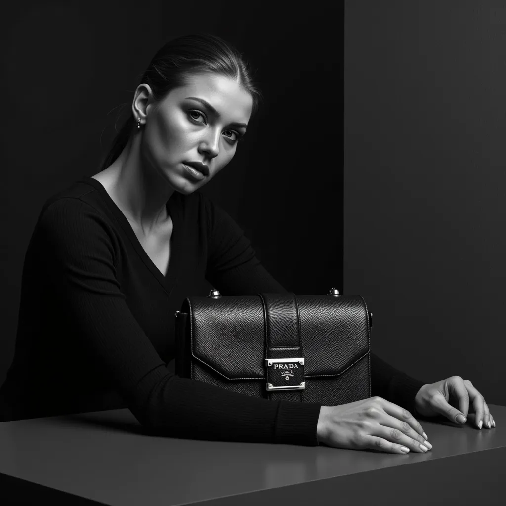 high fashion concept inspired by Prada, elegant mini...