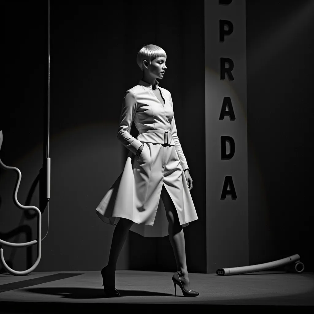 high fashion concept inspired by Prada, elegant mini...