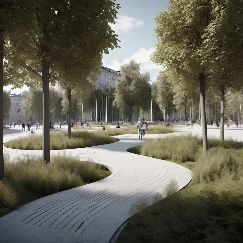 landscape architecture visualization of a park in He...