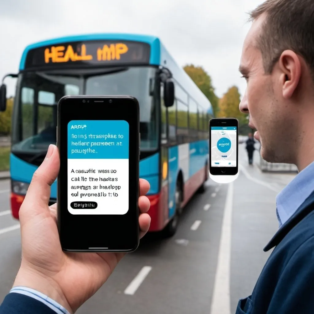 A smartphone with an app to call for healp in transp...