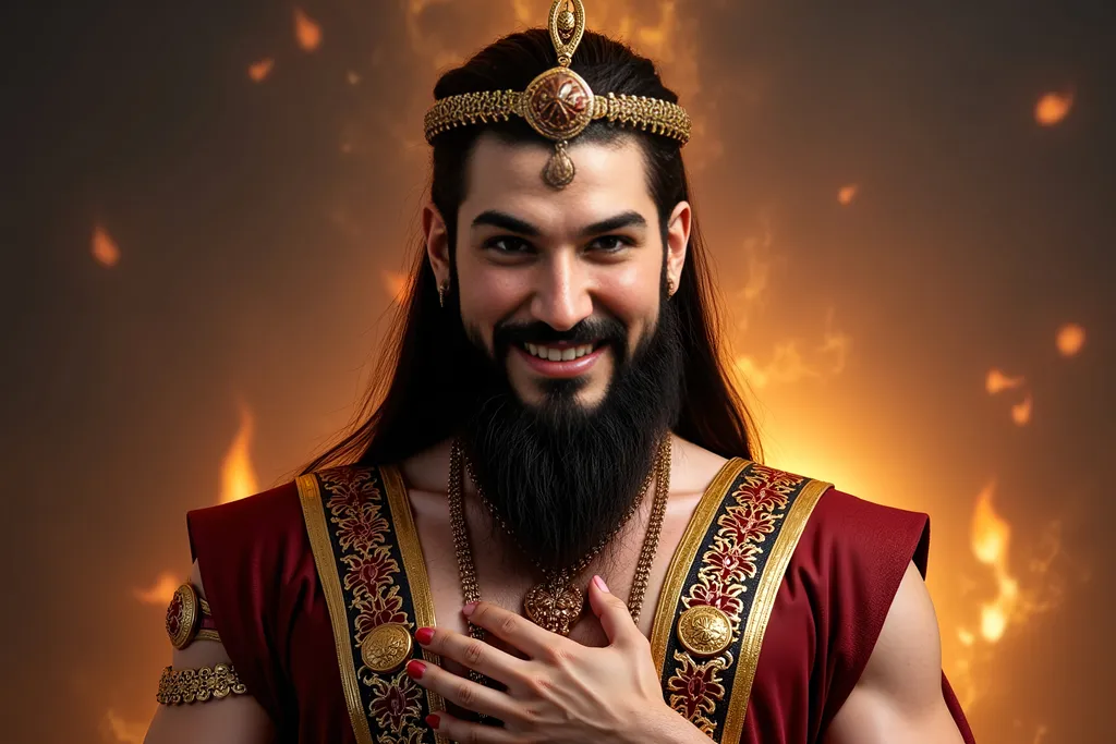 Photorealistic image of an ancient Arabian genie, sm...